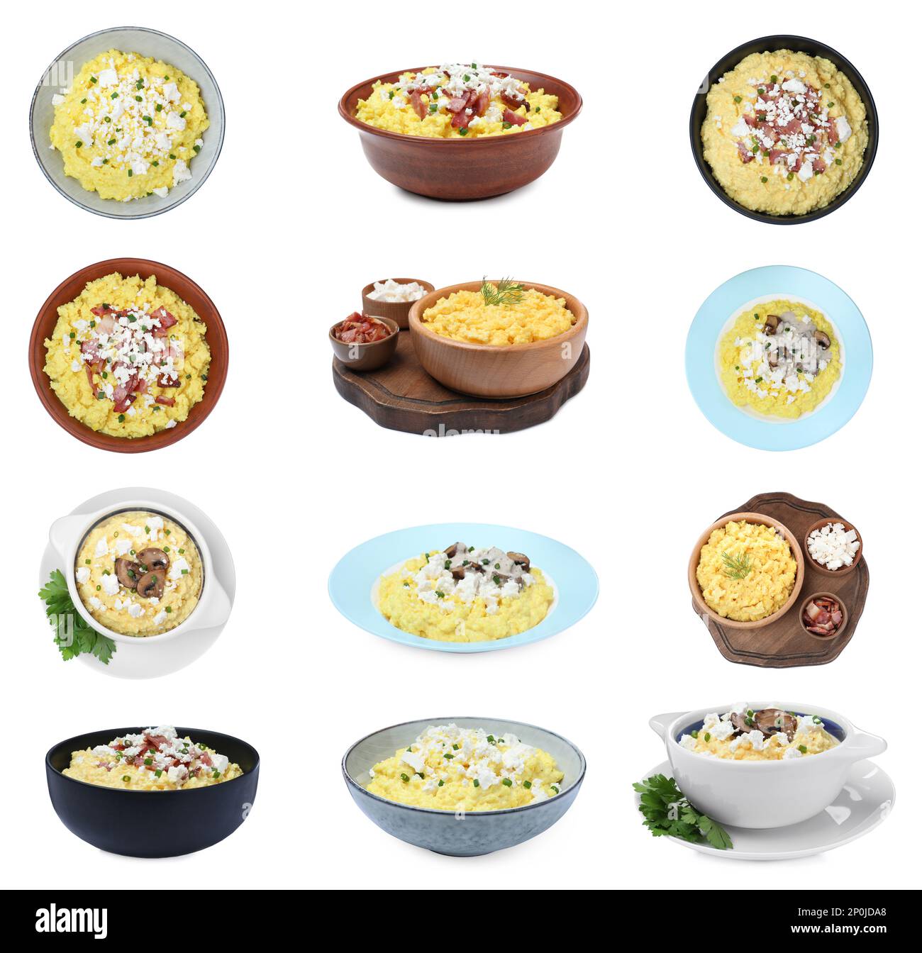 Set with delicious traditional banosh on white background Stock Photo ...