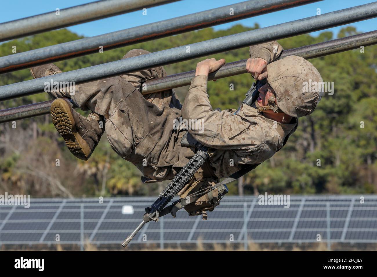 Recruits with Kilo Company, 3rd Recruit Training Battalion, conduct the ...