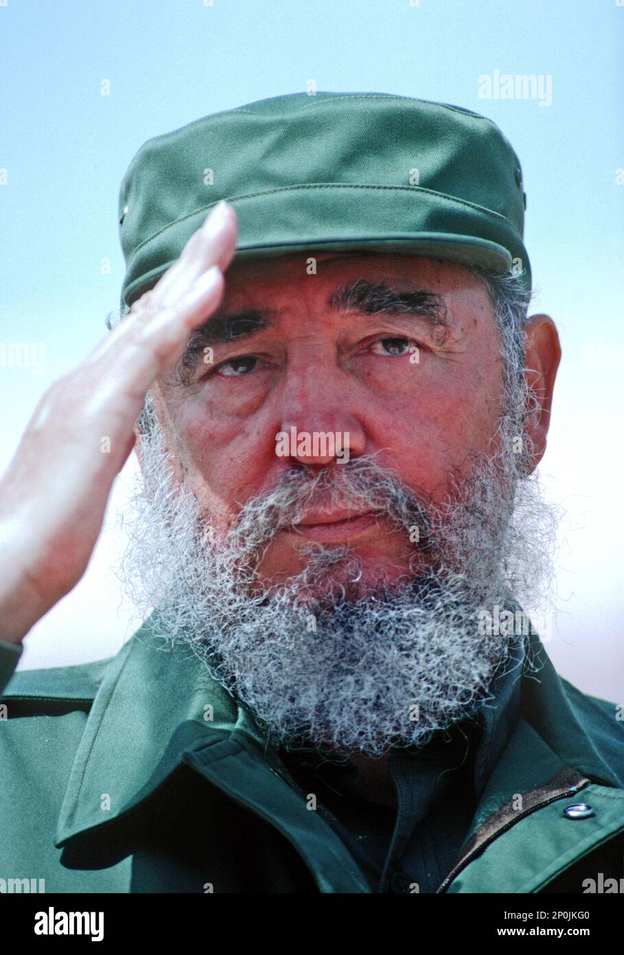Former Cuban Prime Minister Fidel Castro salutes the American Flag ...