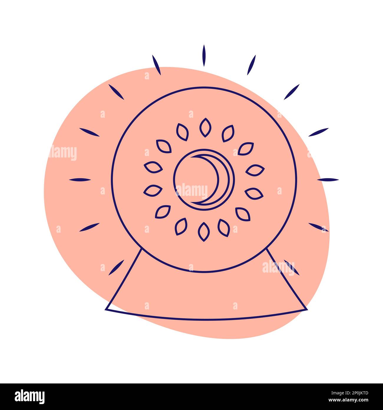 Mystic ball with sun and moon. Esoteric symbol. Hand drawn linear ...