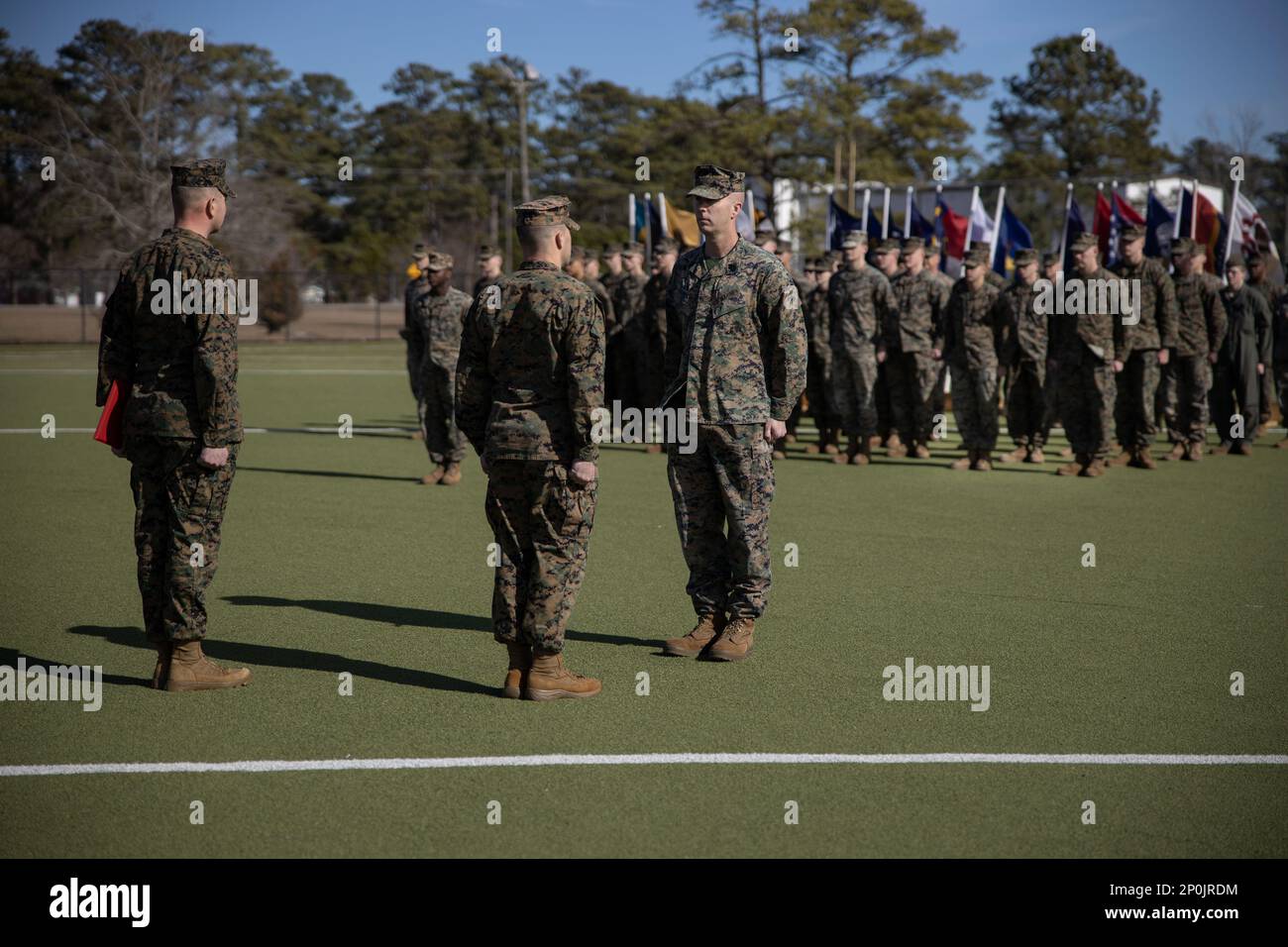 U.S. Marine Corps Sgt. Maj. Kyle R. Dubois, left, sergeant major, and ...