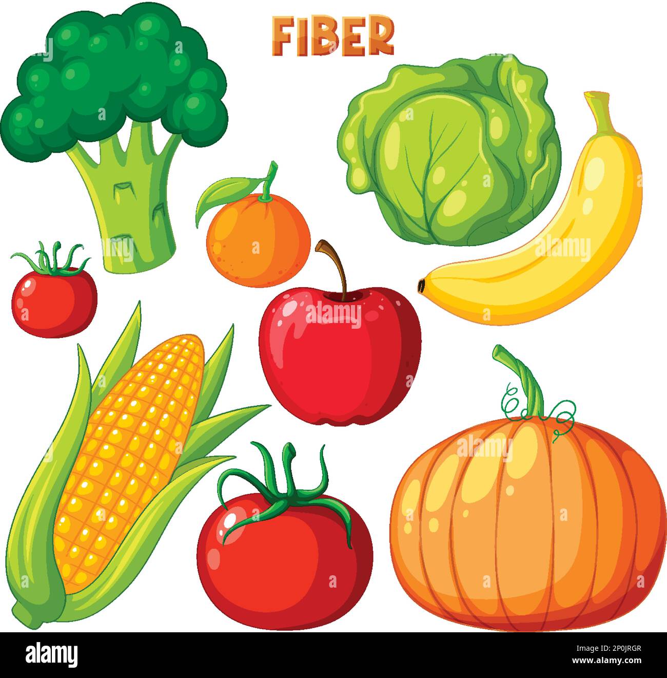 Vegetables and fruits fiber foods group illustration Stock Vector Image ...