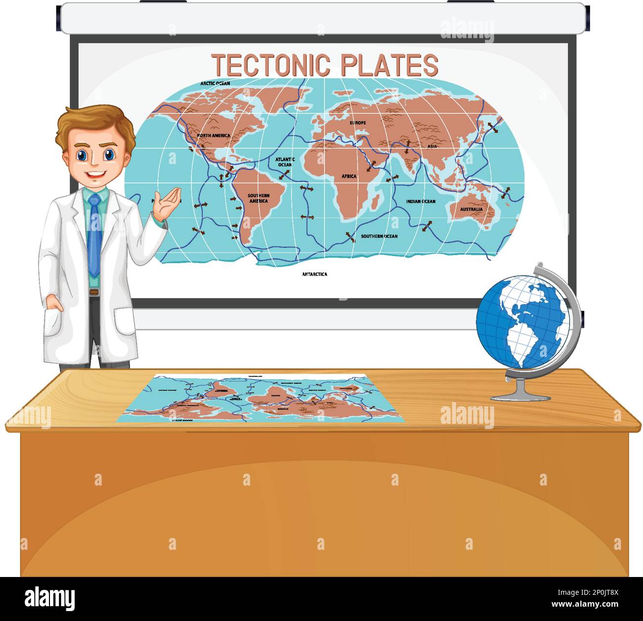 Teacher explaining tectonic plates illustration Stock Vector Image ...