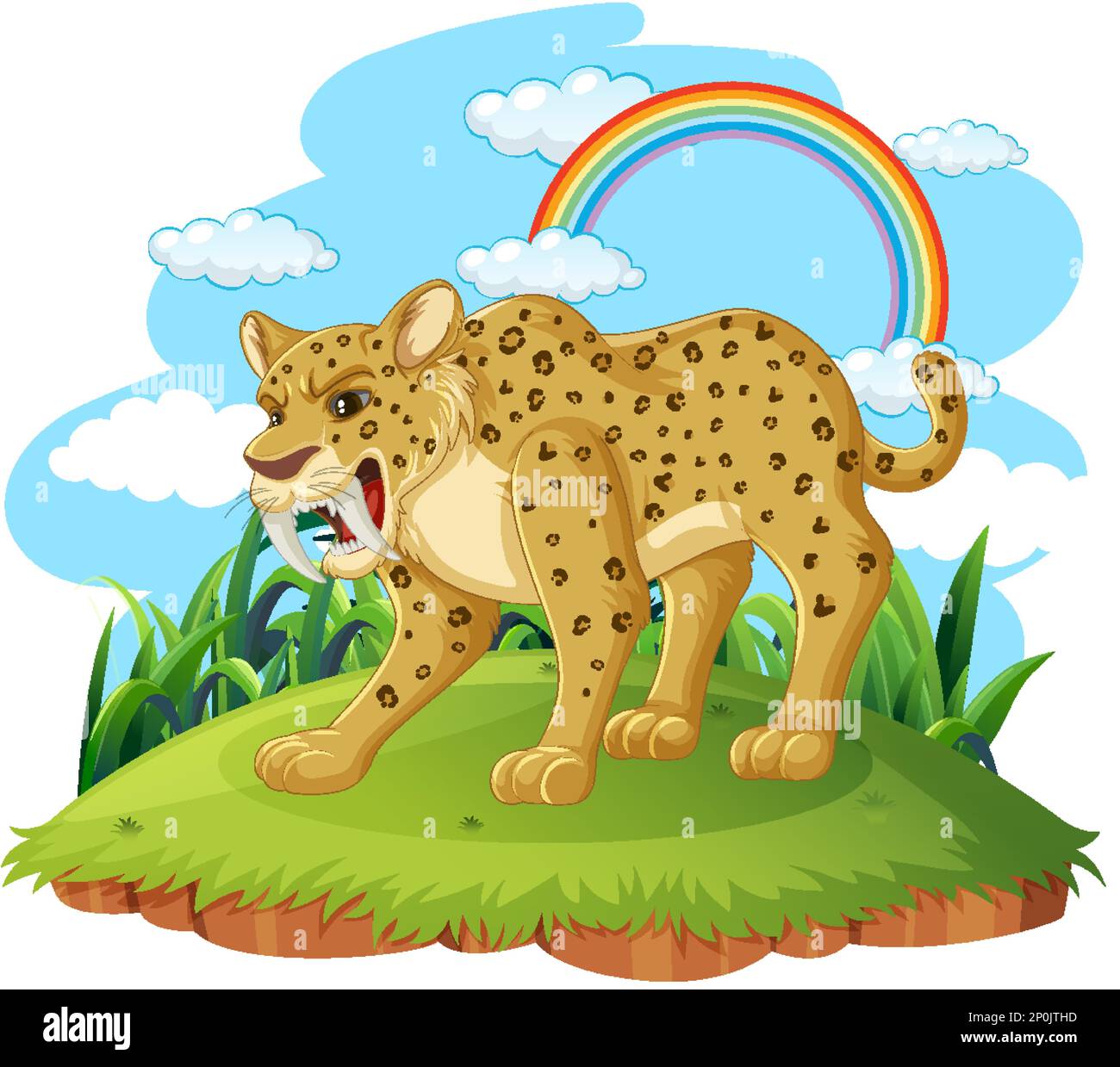 Saber toothed cat in nature illustration Stock Vector Image & Art - Alamy