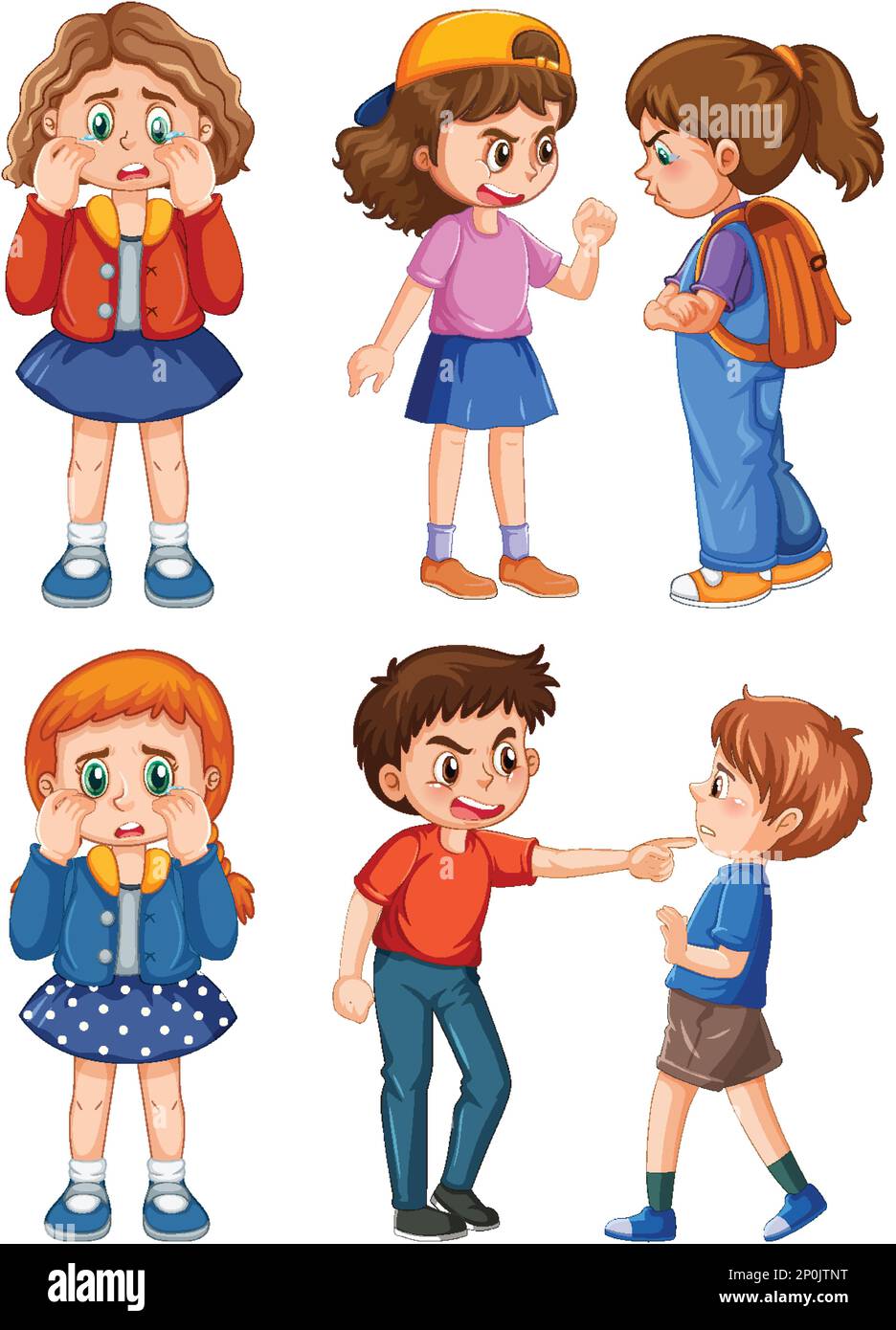 Set of bully kids cartoon character illustration Stock Vector Image ...