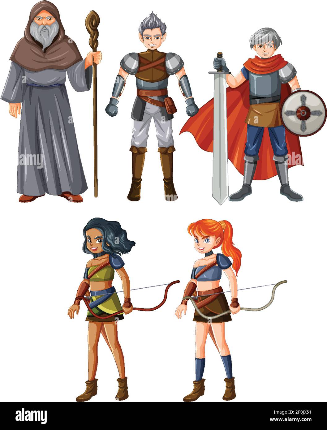 Set of medieval cartoon character illustration Stock Vector Image & Art ...
