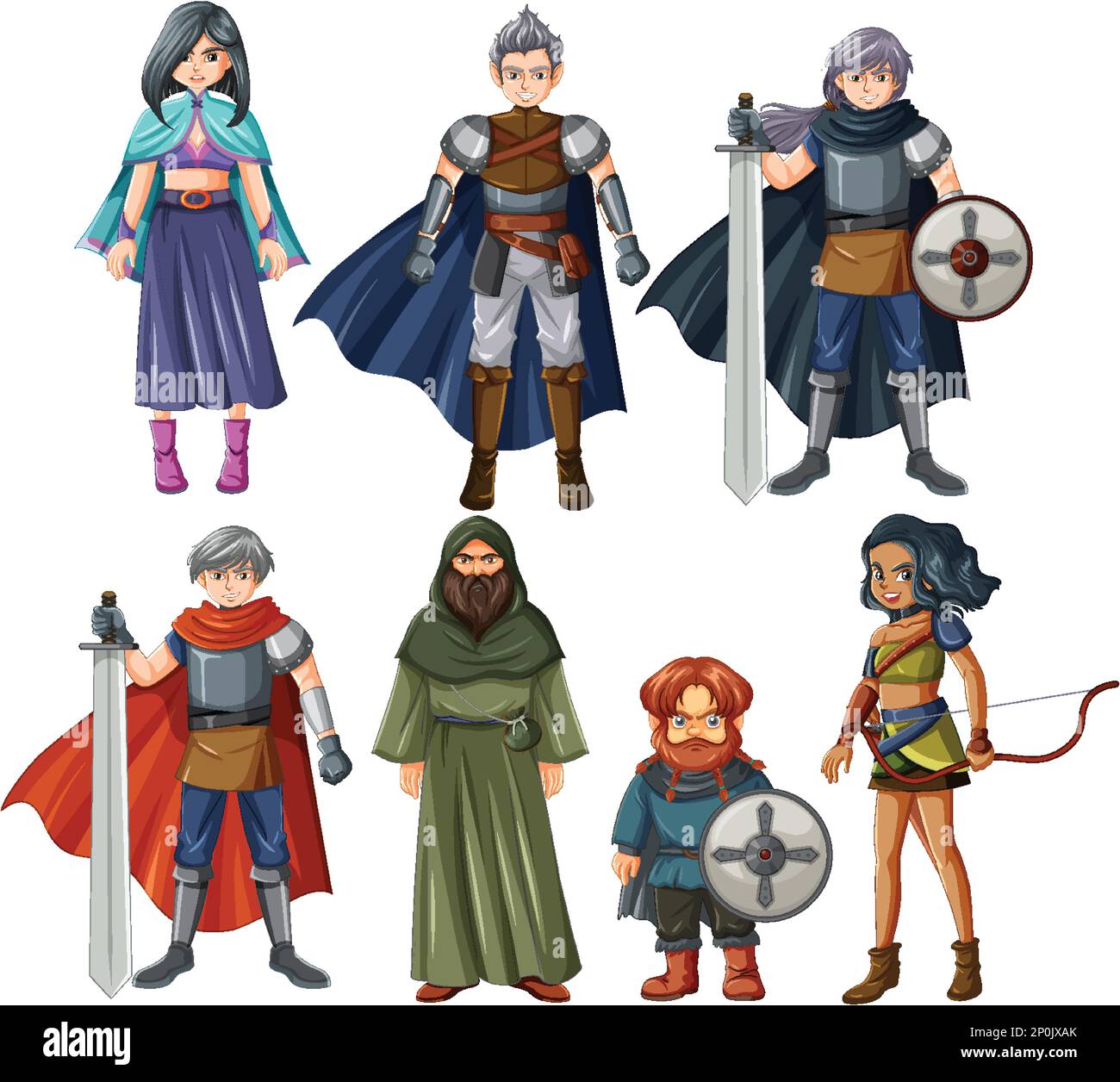 Set of medieval cartoon character illustration Stock Vector Image & Art ...