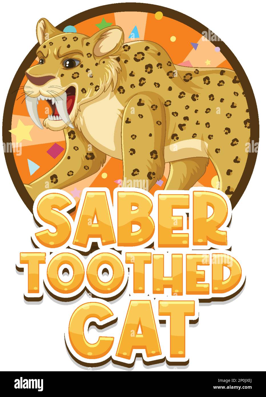 Saber toothed cat cartoon character logo illustration Stock Vector ...