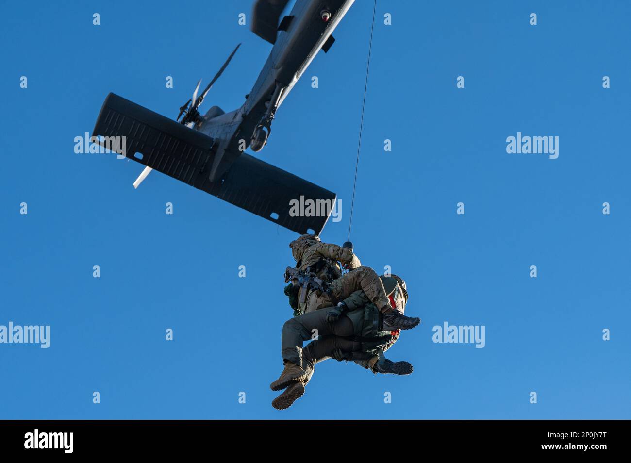 A Pararescuemen assigned to the 55th Rescue Squadron, Davis-Monthan Air Force Base, Arizona, is ...
