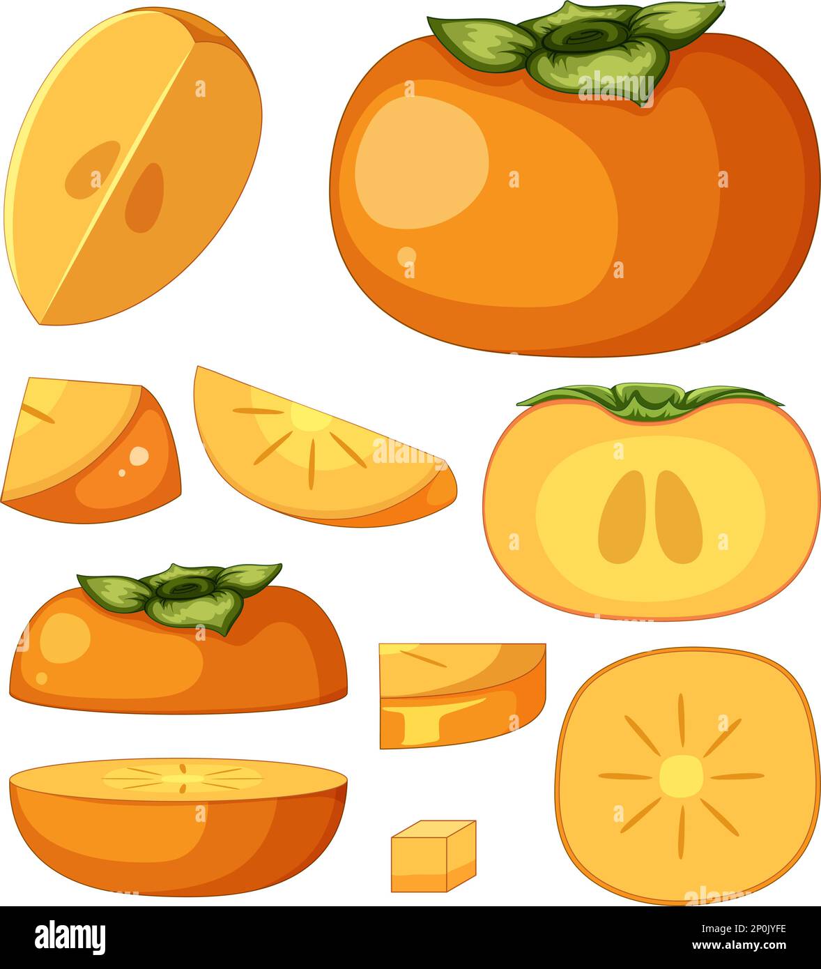 Persimmon fruit whole sliced Cut Out Stock Images & Pictures - Alamy