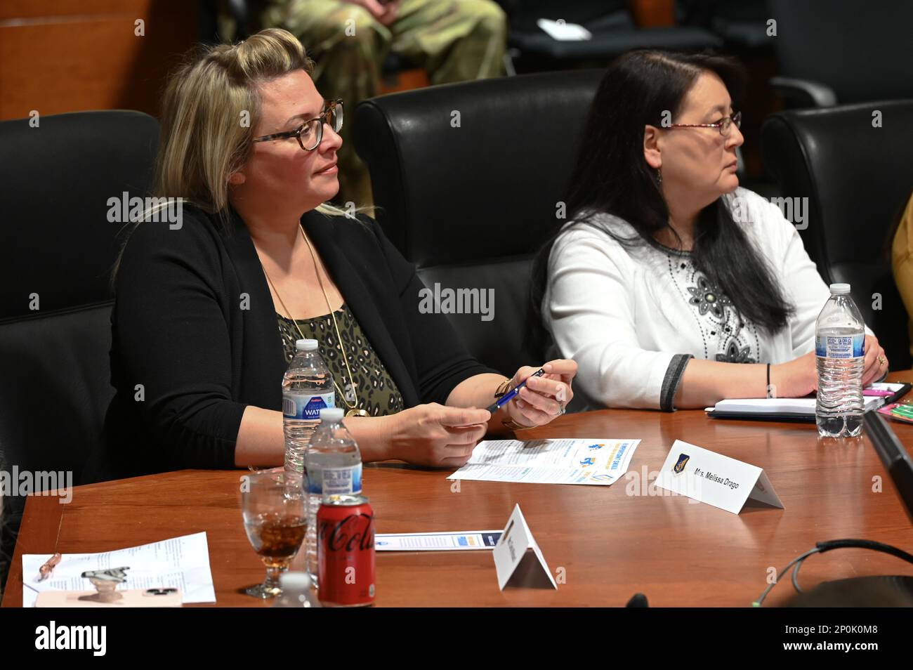Melissa Drago, spouse of the 3rd Wing command chief and Tracy Fea ...