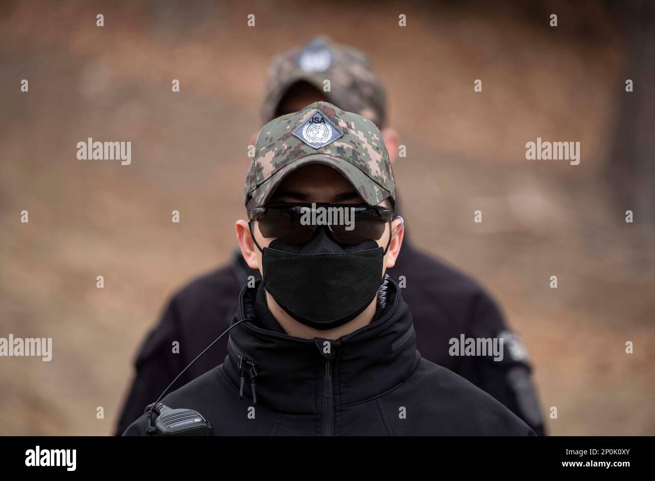 South Korean soldiers stand guard during a media tour at the Joint ...