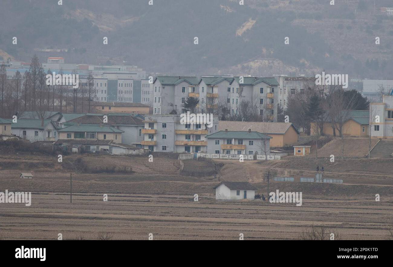 North Korea's village Gijungdong is seen from an South Korea's ...