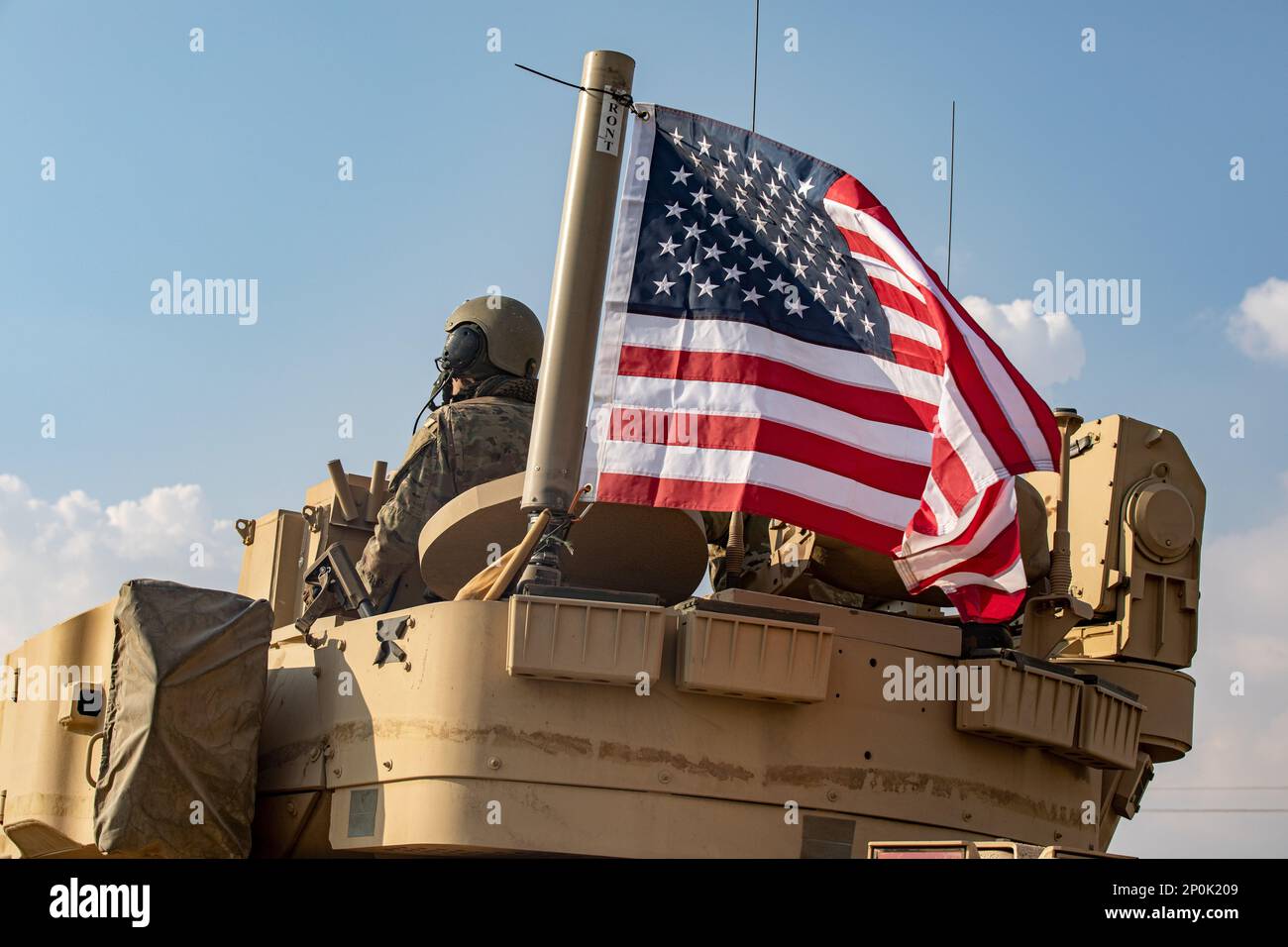 An M2A2 Bradley Fighting Vehicle, assigned to Charlie Company, 2nd ...