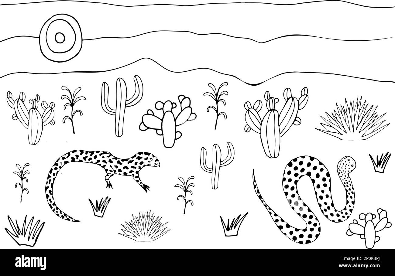 Coloring page with lizard, snake Stock Vector Image & Art - Alamy
