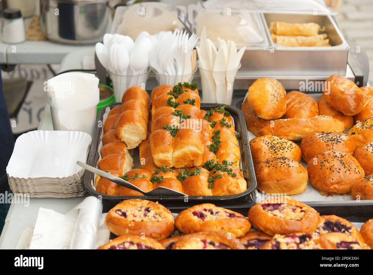 Pies bakery display hi-res stock photography and images - Alamy