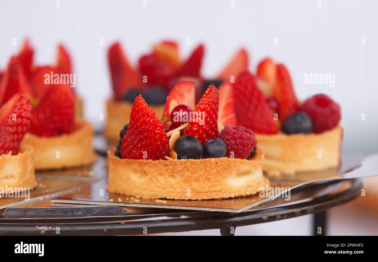 Mini fruit cakes, desserts for sale at the Naplavka farmers street food ...