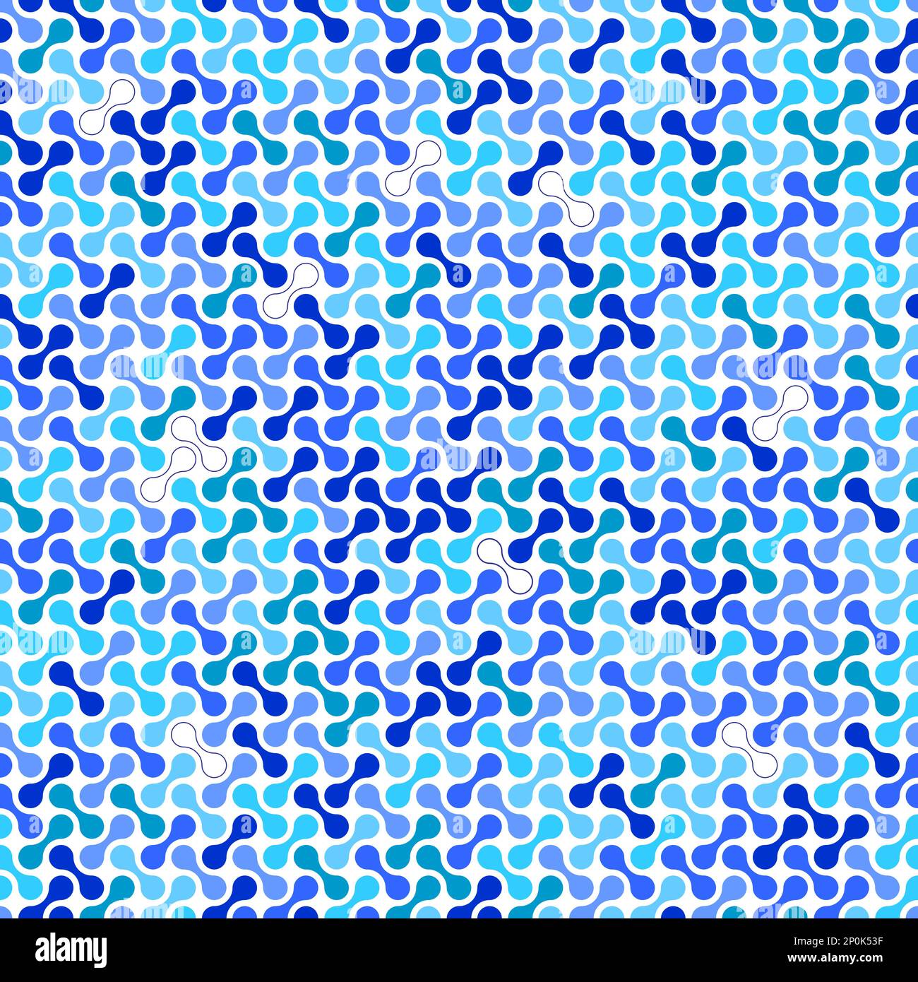 Metaballs in blue colors. Seamless pattern abstract background. Simple geometric shapes. Vector ...