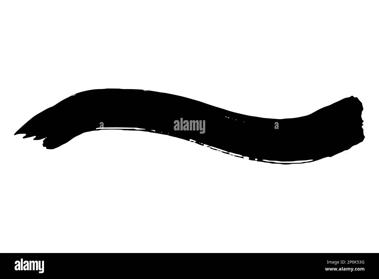 Black stain of paint brush isolated on white background. Hand-drawn ...