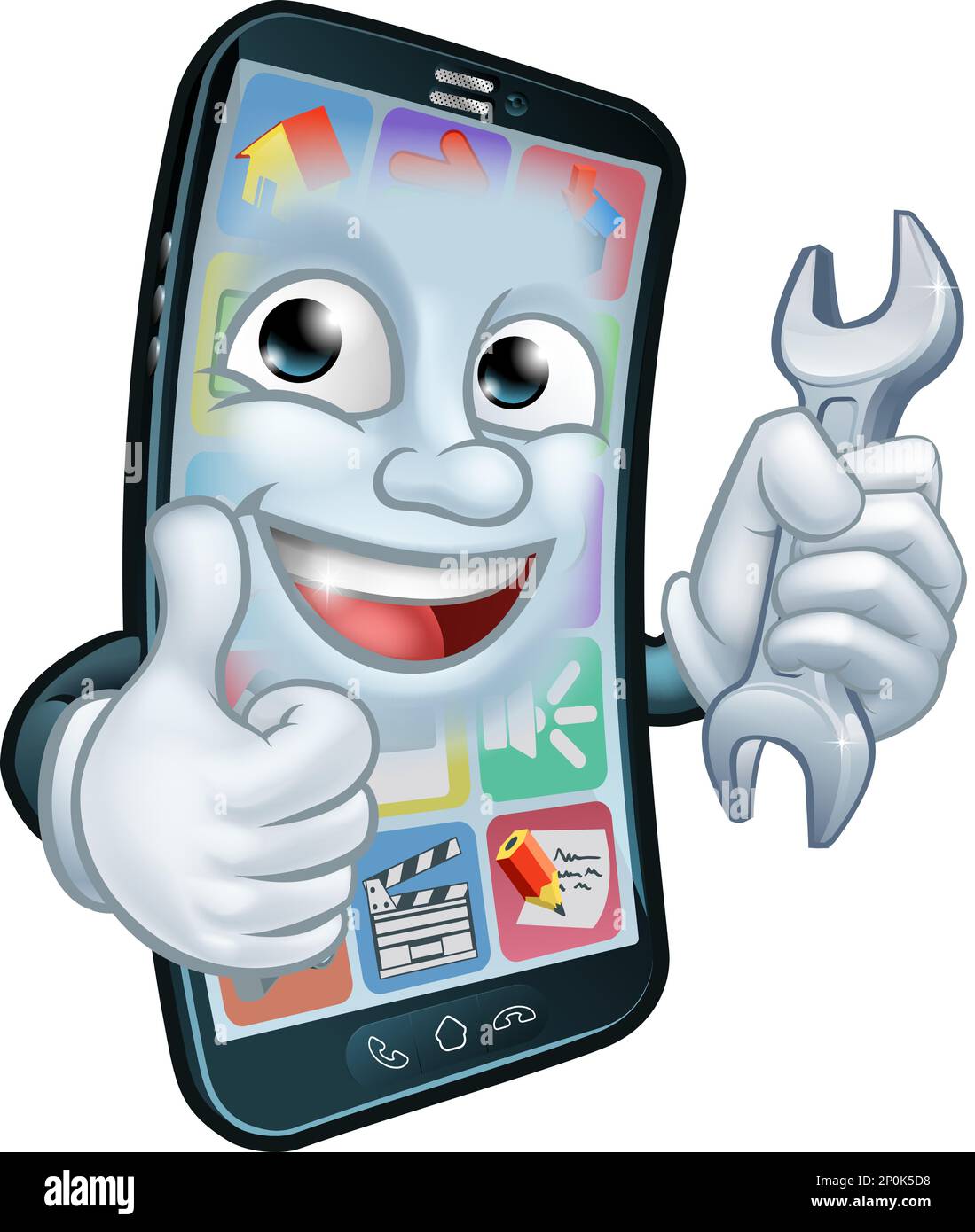 Mobile Phone Repair Spanner Thumbs Up Cartoon Stock Vector Image & Art ...