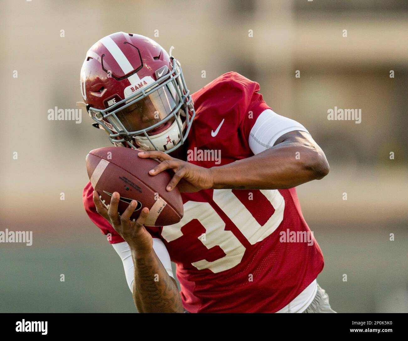 Alabama linebacker Mack Wilson (30) works through drills during Alabama ...