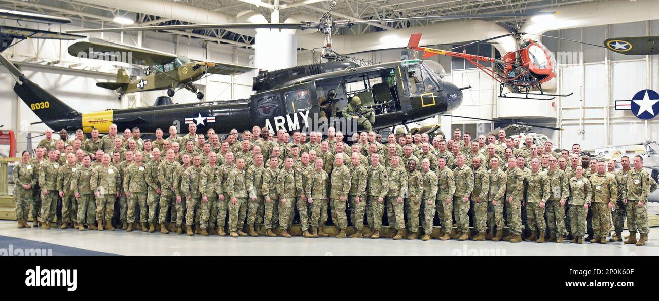 Soldiers who are attending the Aviation Senior Leader Forum gather for ...