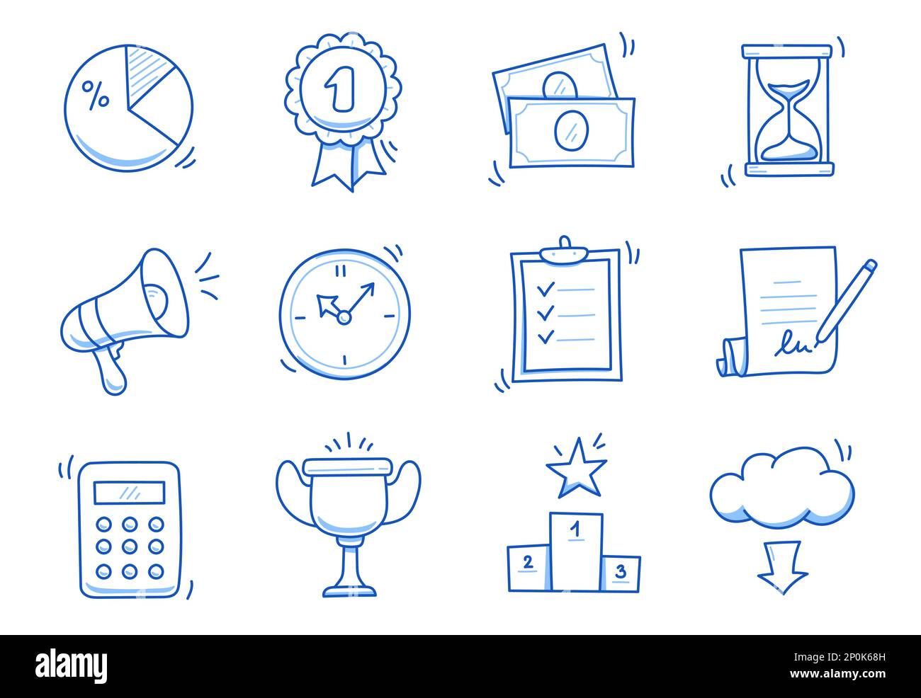 Hand drawn business icon set. Finance, money, investment icon sketch ...