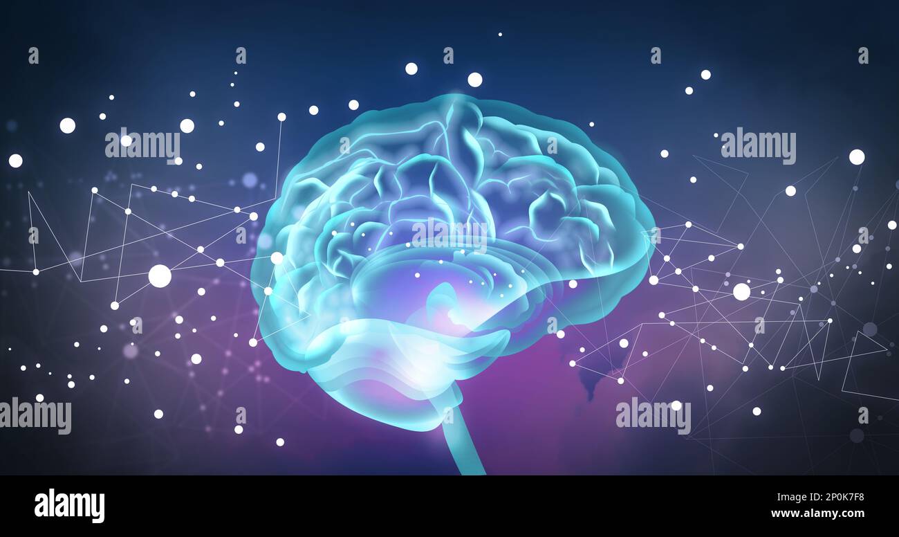 Illustration of human brain on dark background. Banner design Stock ...