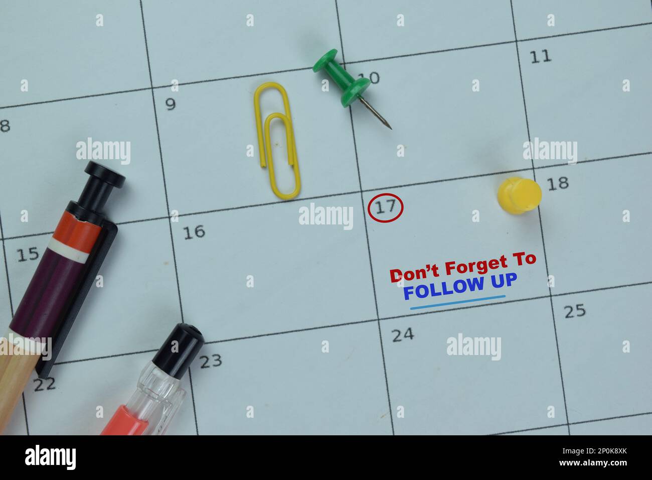Don't Forget to Follow Up text white calendar background, Reminder or ...