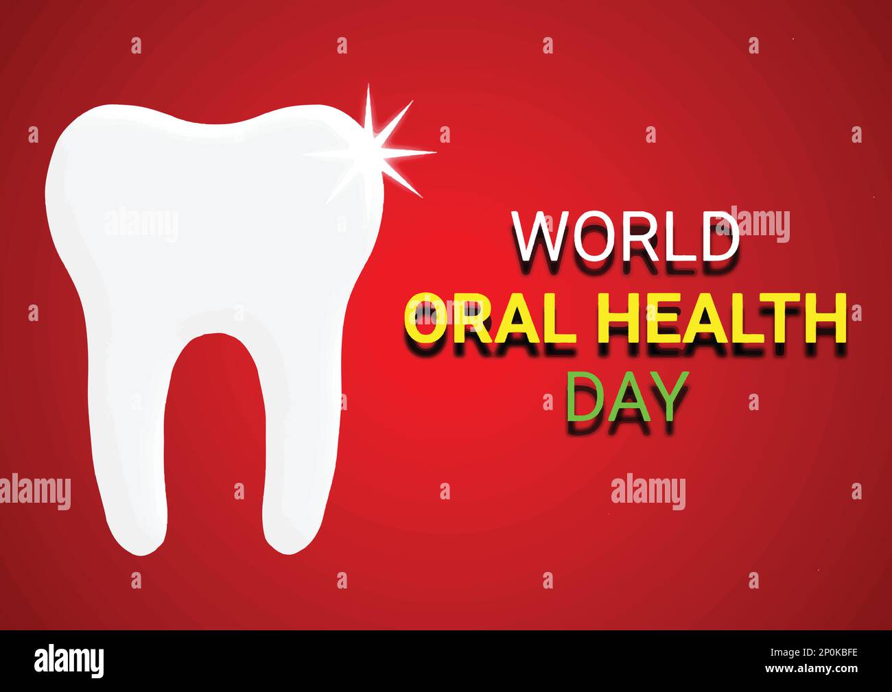 World Oral Health Day. Vector illustration of tooth on red background ...