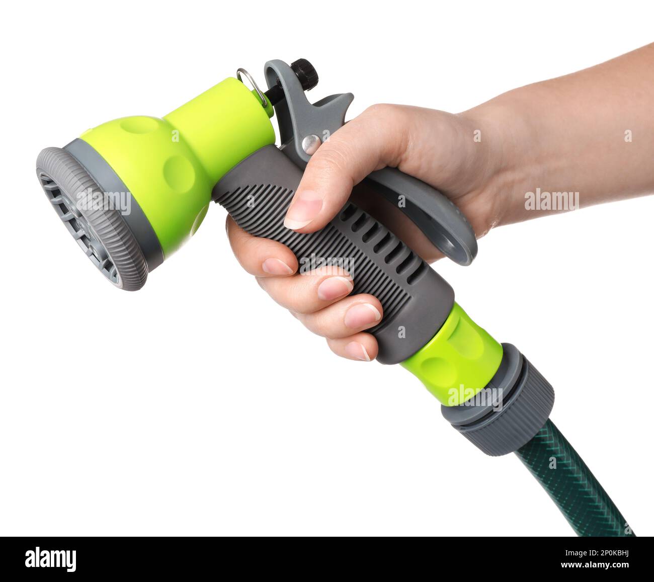 Woman hand holding garden hose Cut Out Stock Images & Pictures - Alamy