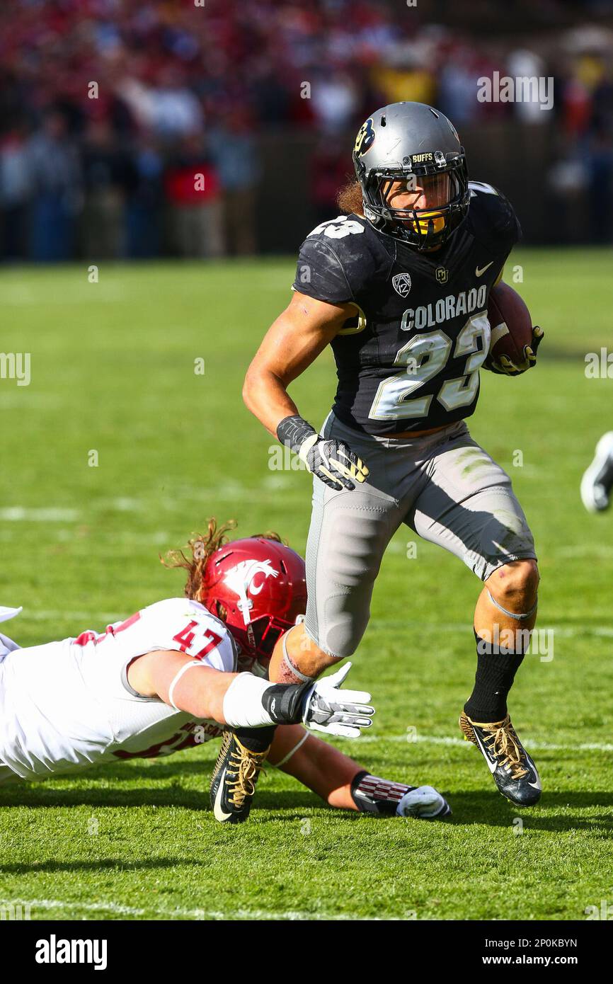 November 19, 2016: Colorado 's Phillip Lindsay breaks the ankle tackle ...
