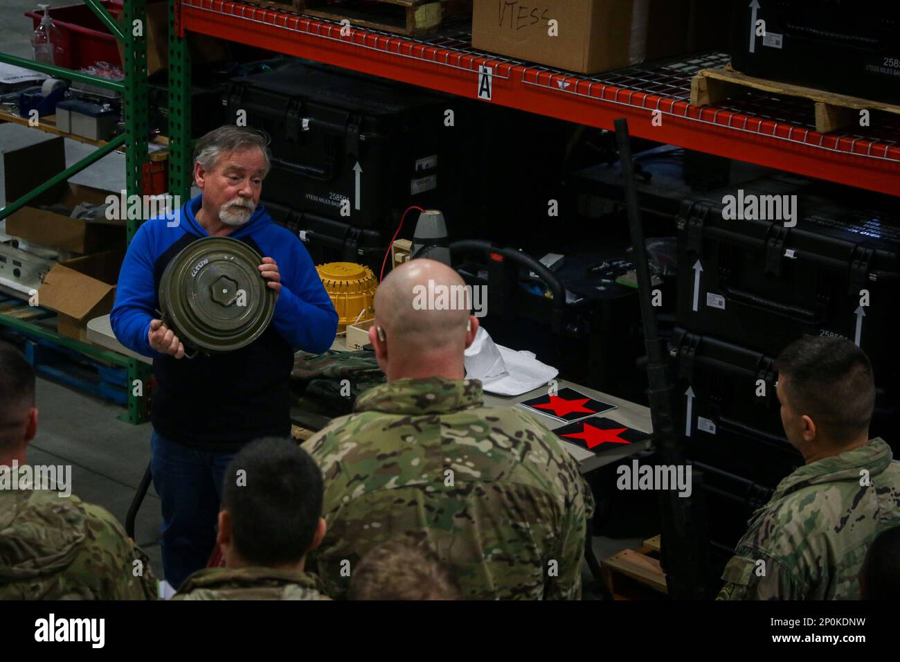Training support officer, Command Sgt. Maj. (Ret.) Arlie Nethken, shows ...