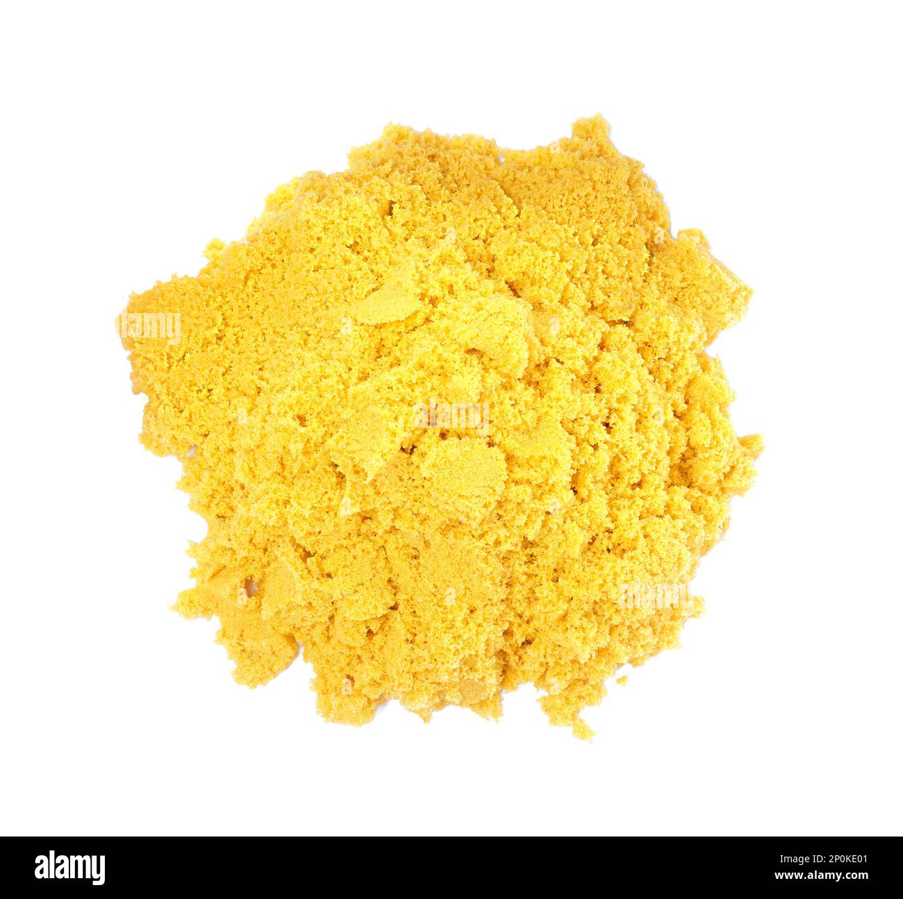 Pile of yellow kinetic sand on white background, top view Stock Photo ...