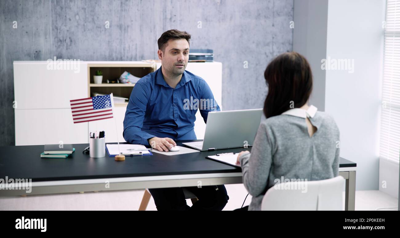 US Immigration Application And Consular Visa Interview Stock Photo - Alamy