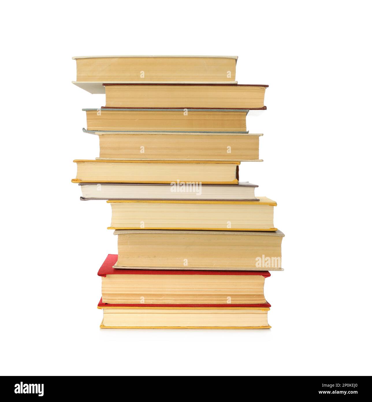 Stack of library books on white background Stock Photo - Alamy