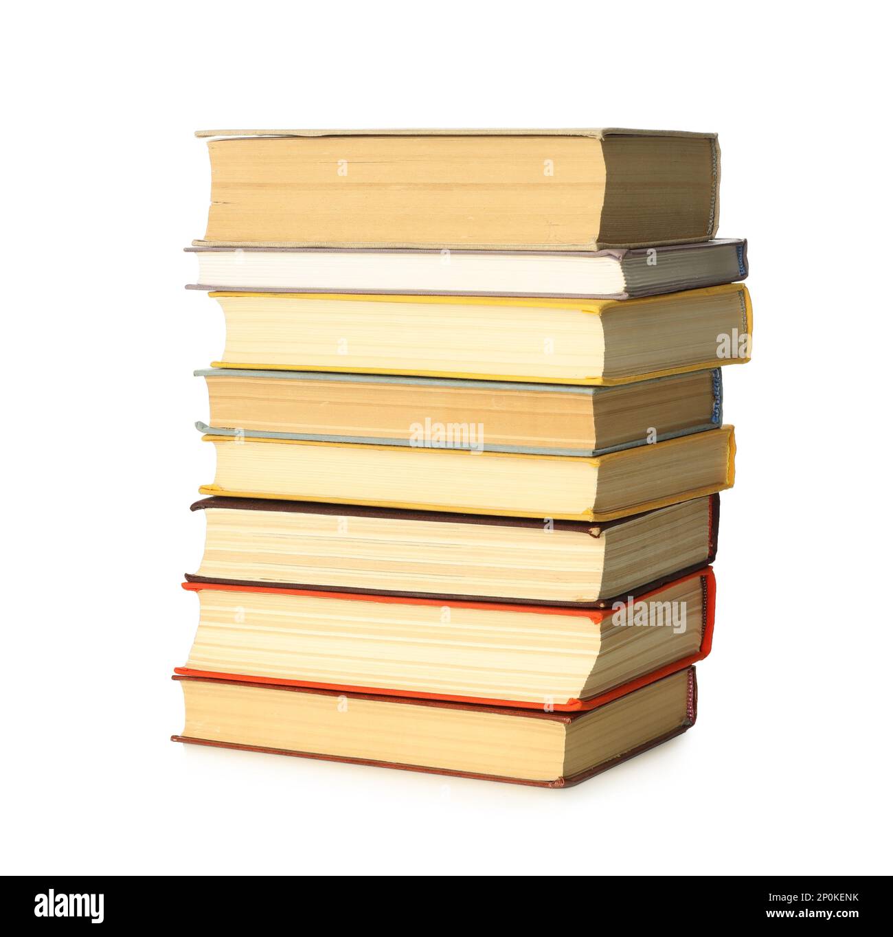 Stack of library books on white background Stock Photo - Alamy