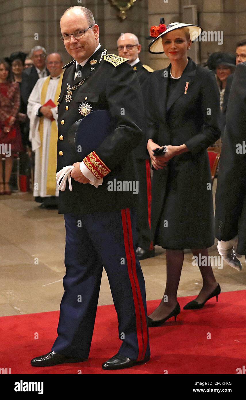 Prince Albert II of Monaco and Princess Charlene arrive for a mass at ...