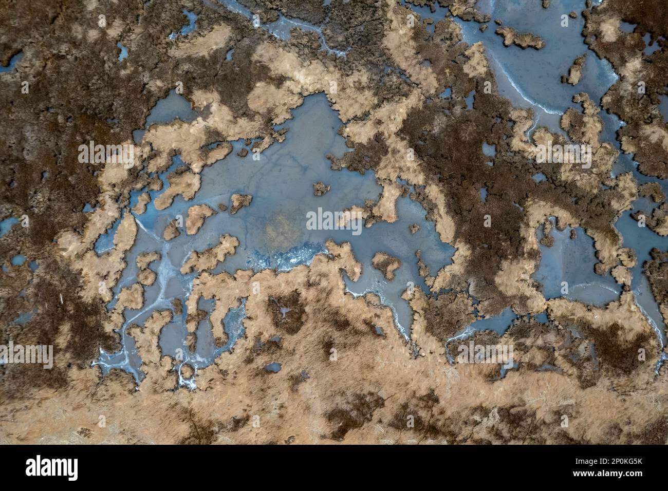 An aerial top view of saltwater marsh in Freeport, New York Stock Photo ...
