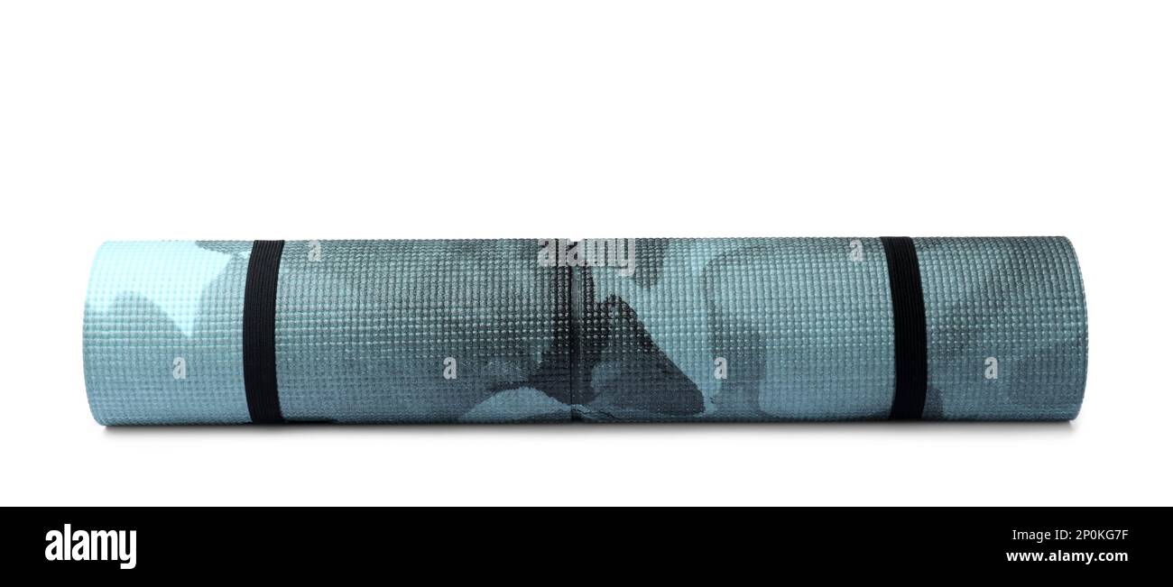 Rolled mat isolated on white. Camping tourism equipment Stock Photo - Alamy