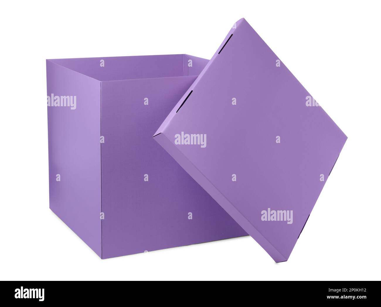Lilac gift box with cap isolated on white Stock Photo - Alamy