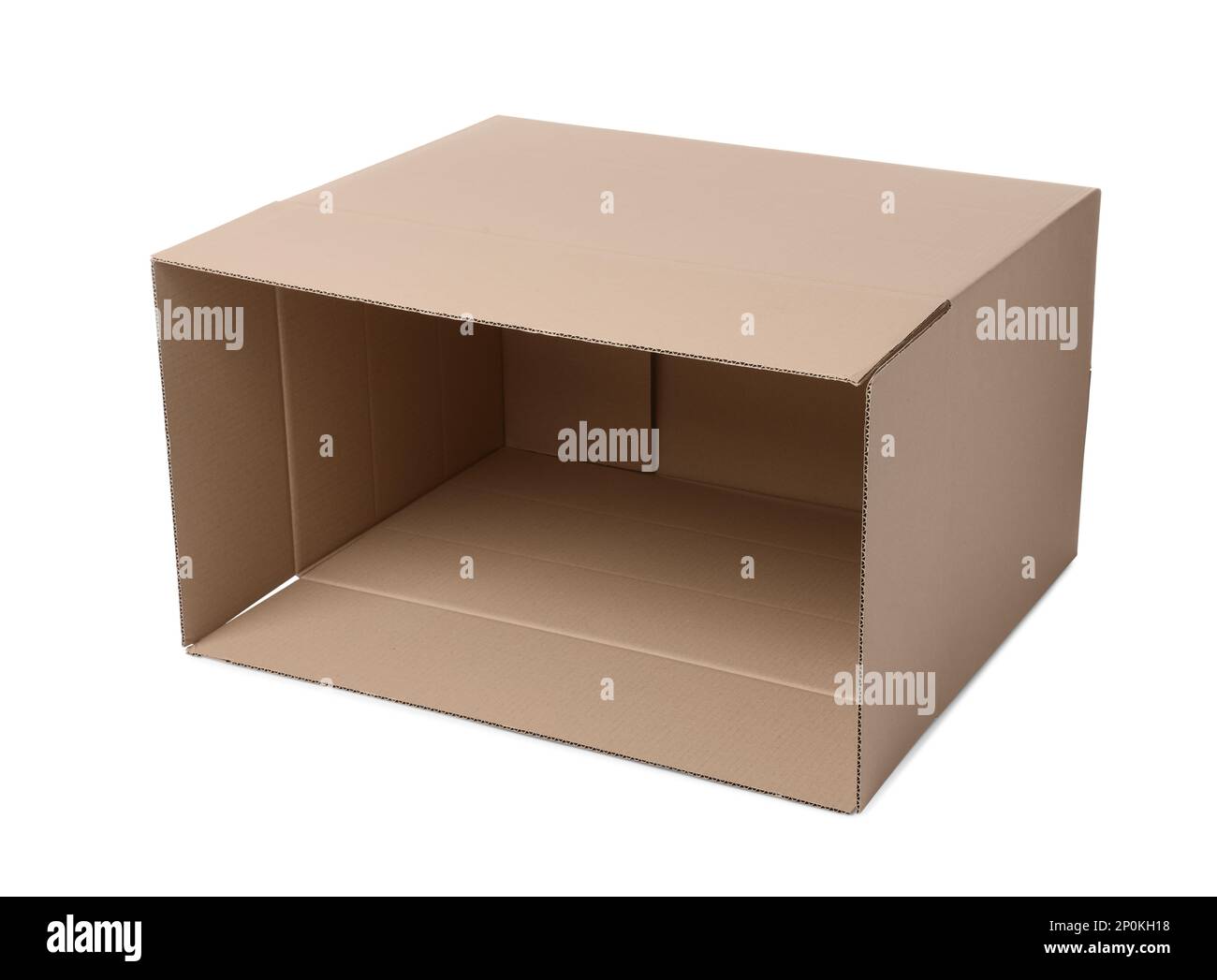 Open empty cardboard box isolated on white Stock Photo - Alamy