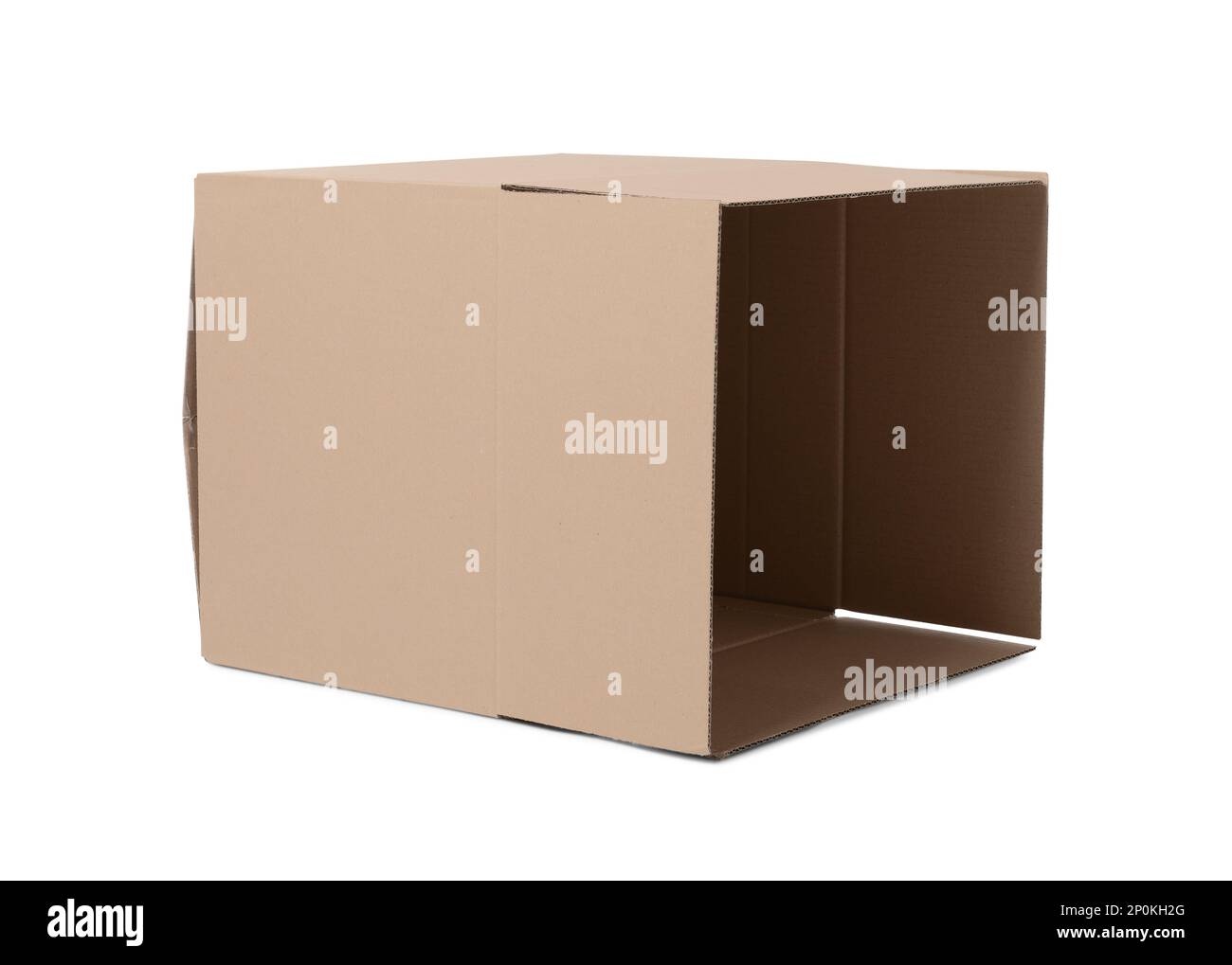 Open empty cardboard box isolated on white Stock Photo - Alamy