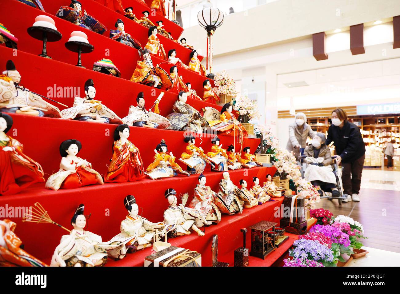 March 3, 2023, Konosu, Saitama, Japan: A 7 meter in height doll pyramid ...