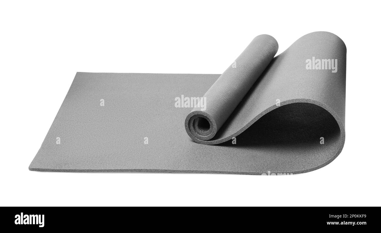 Soft grey camping mat isolated on white Stock Photo - Alamy