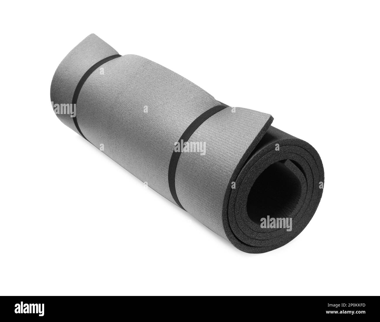 Rolled grey camping mat isolated on white Stock Photo - Alamy