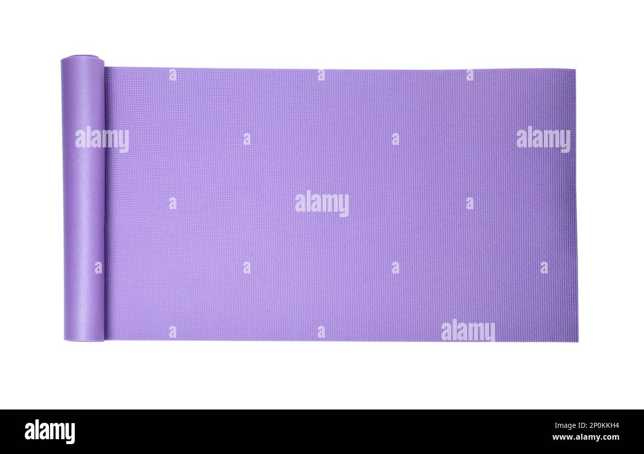 Violet camping mat isolated on white, top view Stock Photo - Alamy