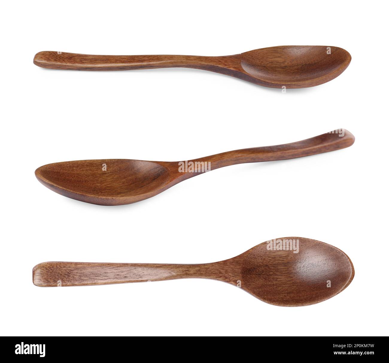 Wooden spoons on white background, collage. Cooking utensil Stock Photo ...