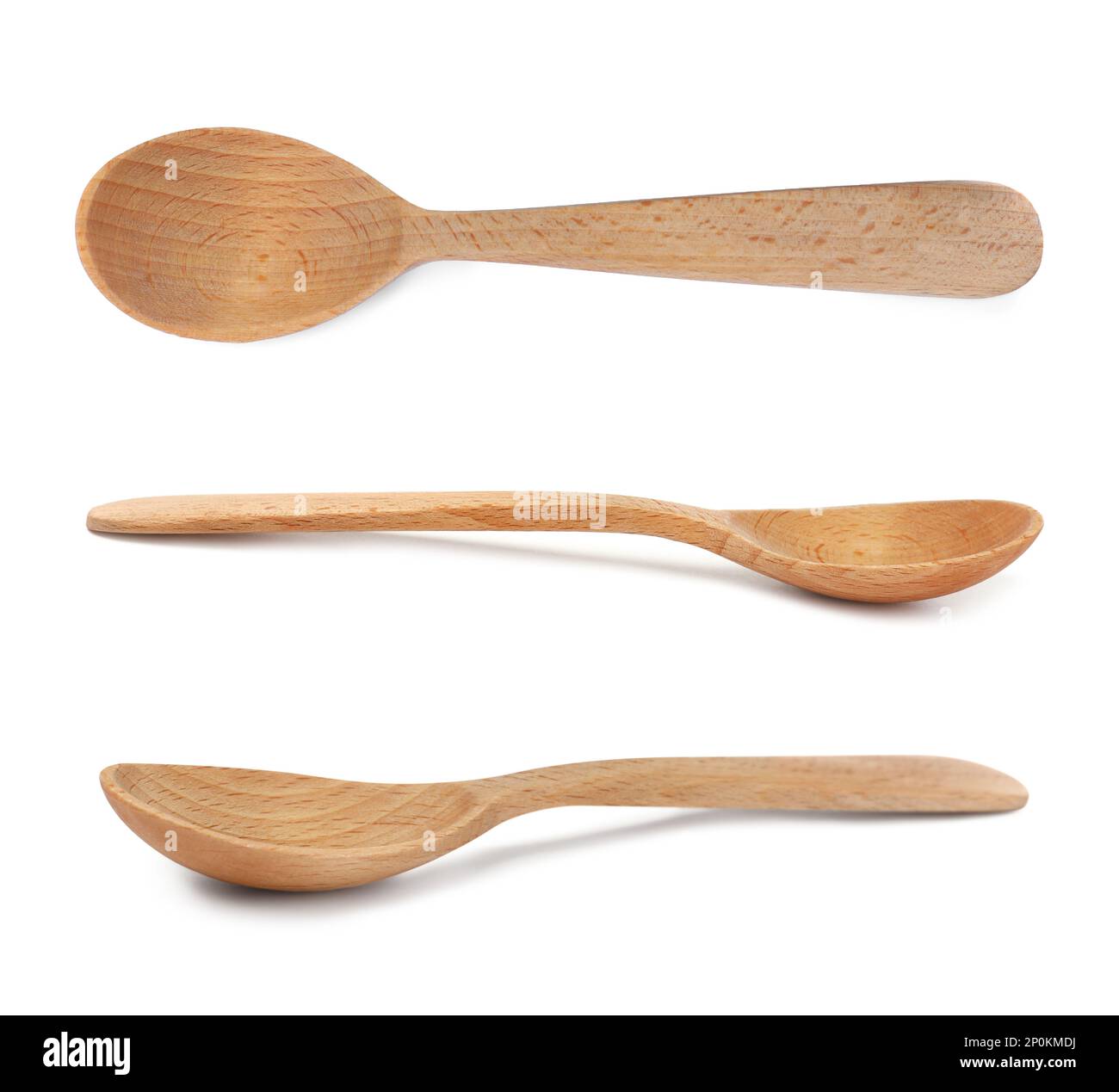 Wooden spoons on white background, collage. Cooking utensil Stock Photo ...