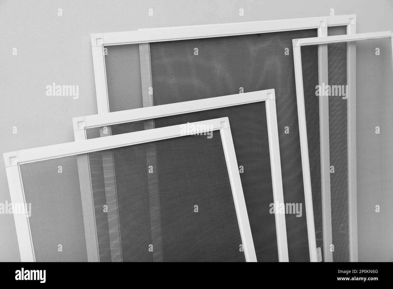 Set of window screens on light grey background Stock Photo - Alamy